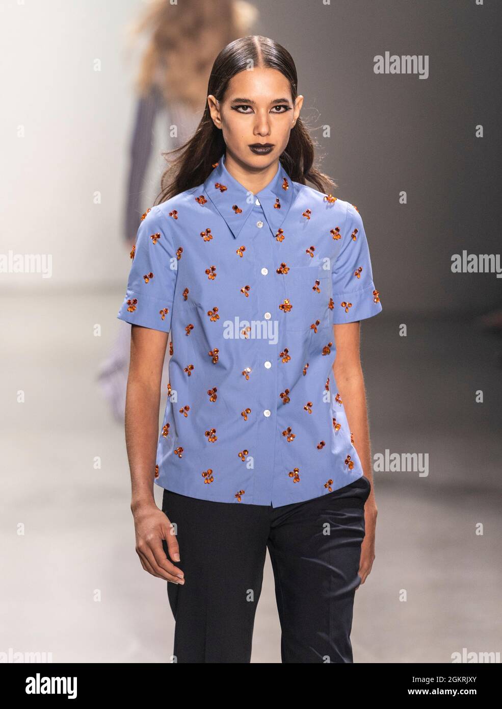 New York, NY - September 9, 2021: Model walks runway for Michelle ...