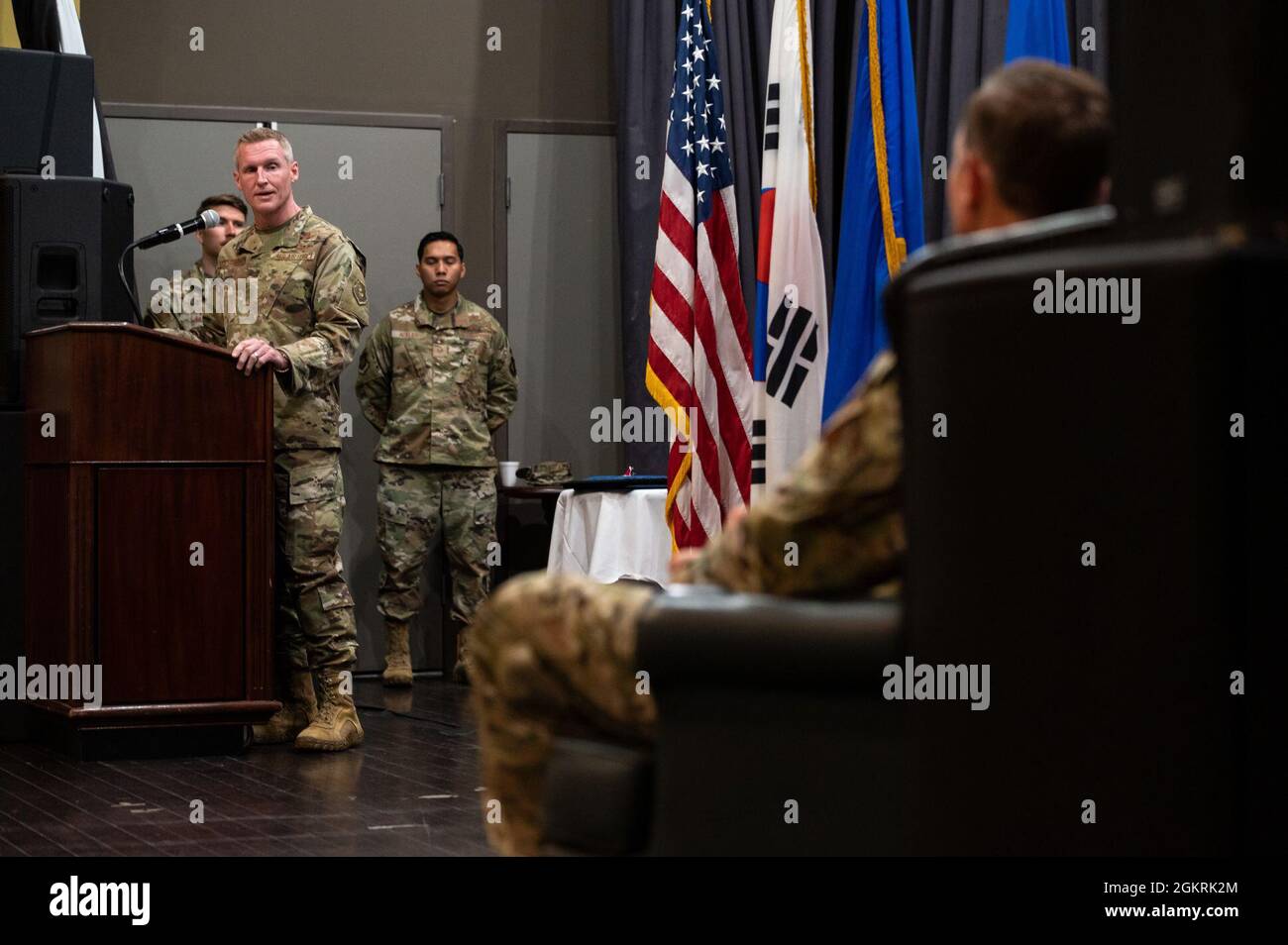 Brig. Gen. Jason Rueschhoff, 7th Air Force deputy commander, presides ...