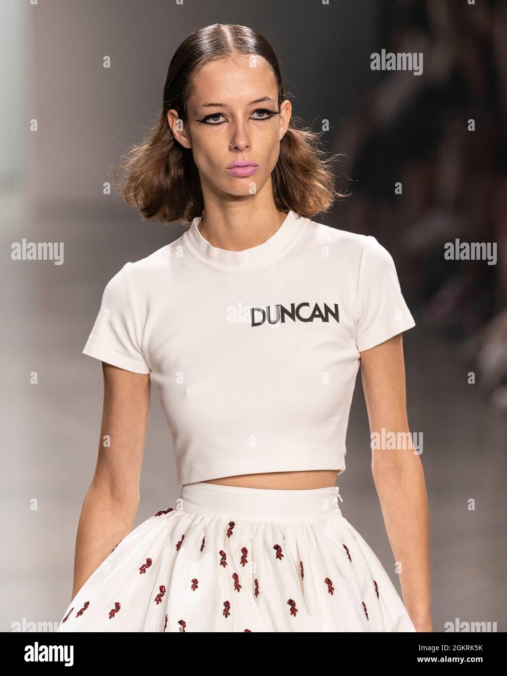 New York, NY - September 9, 2021: Model walks runway for Michelle ...