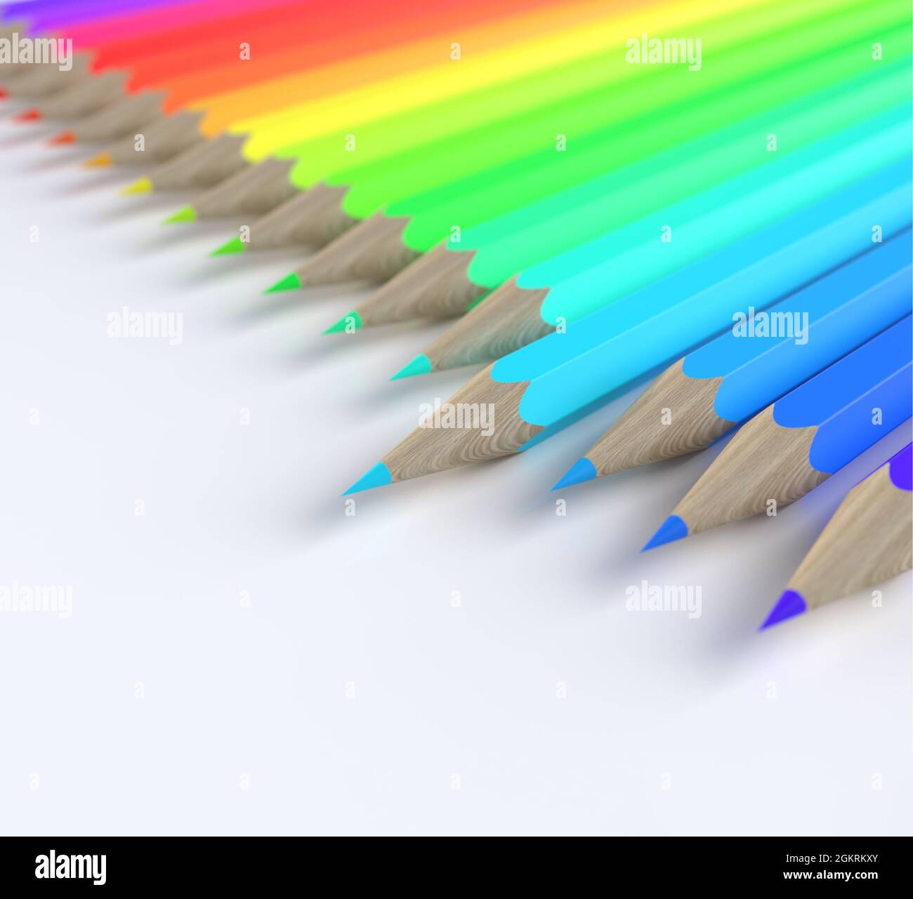 Multiple colored pencils on a white background. 3D rendering Stock ...