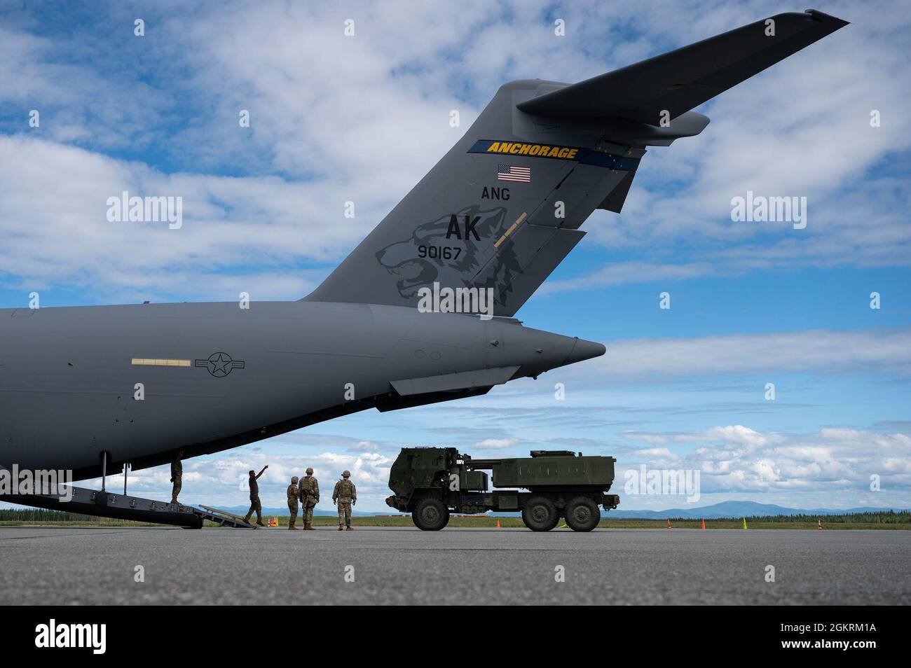 A U.S. Army High Mobility Artillery Rocket System team, assigned to ...