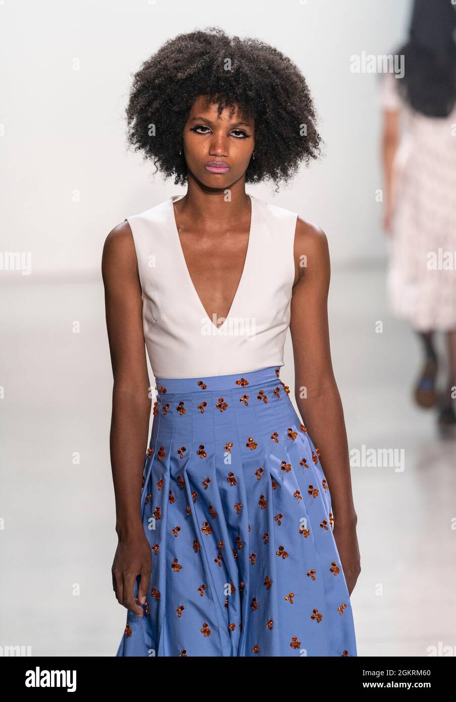 New York, NY - September 9, 2021: Model walks runway for Michelle ...