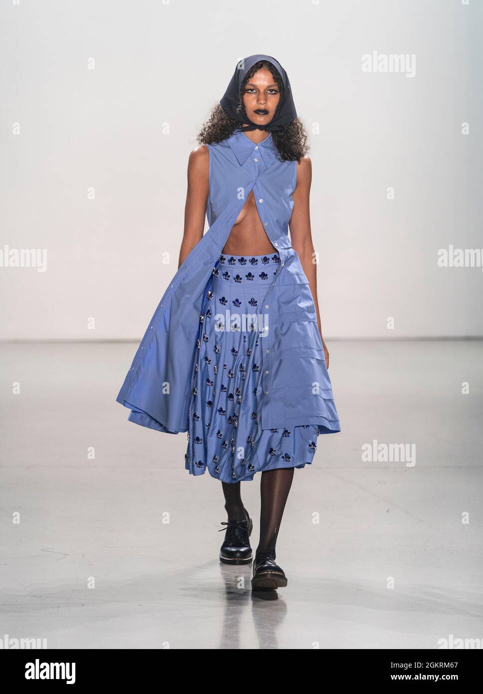 New York, NY - September 9, 2021: Model walks runway for Michelle ...