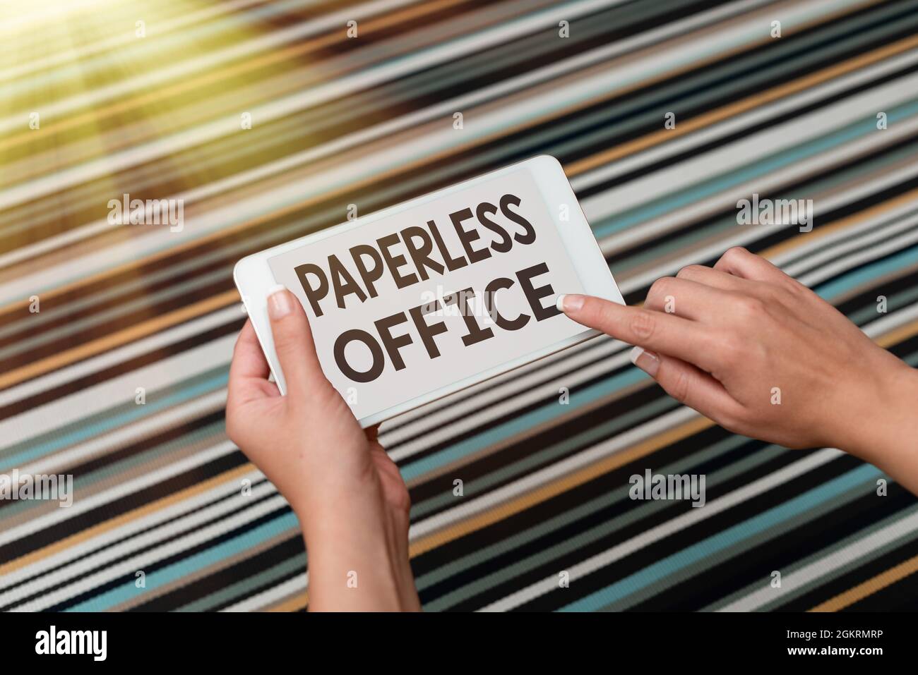 Text showing inspiration Paperless Office. Business showcase work ...