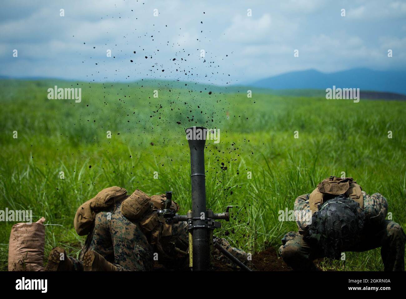U.S. Marines with 2d Battalion, 2d Marines conduct a mortar range ...