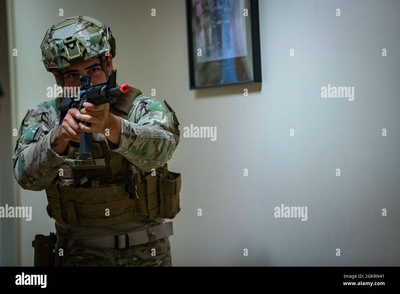 U.S. Air Force Senior Airman Victor Flores, an installation patrolman ...