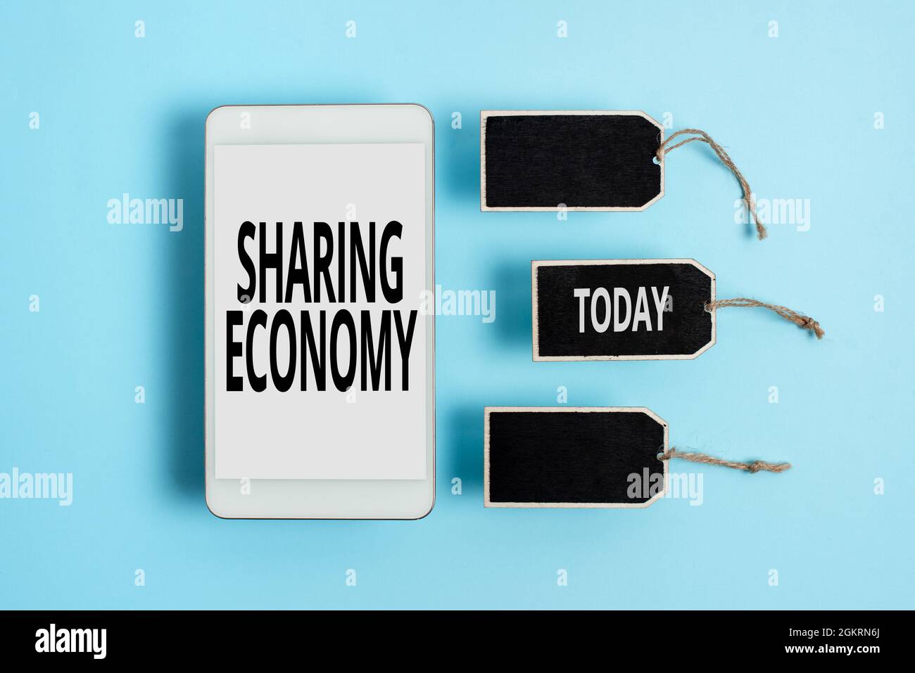 Text caption presenting Sharing Economy. Conceptual photo collaborative ...