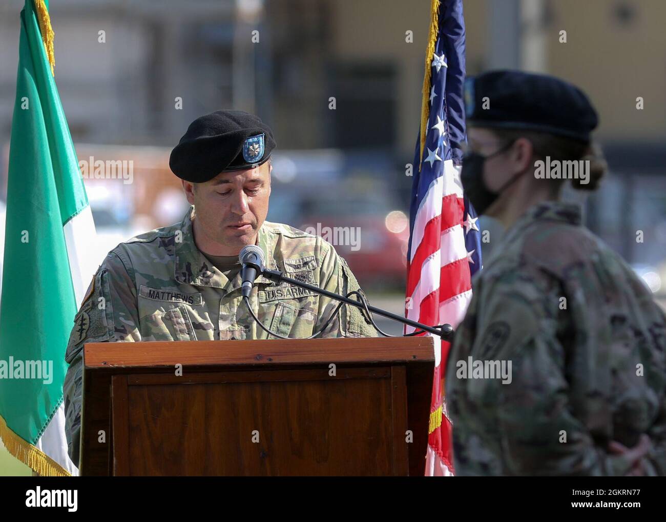 Vicenza, Italy – U.S. Army Lt. Col. Joseph Matthews gives remarks to ...