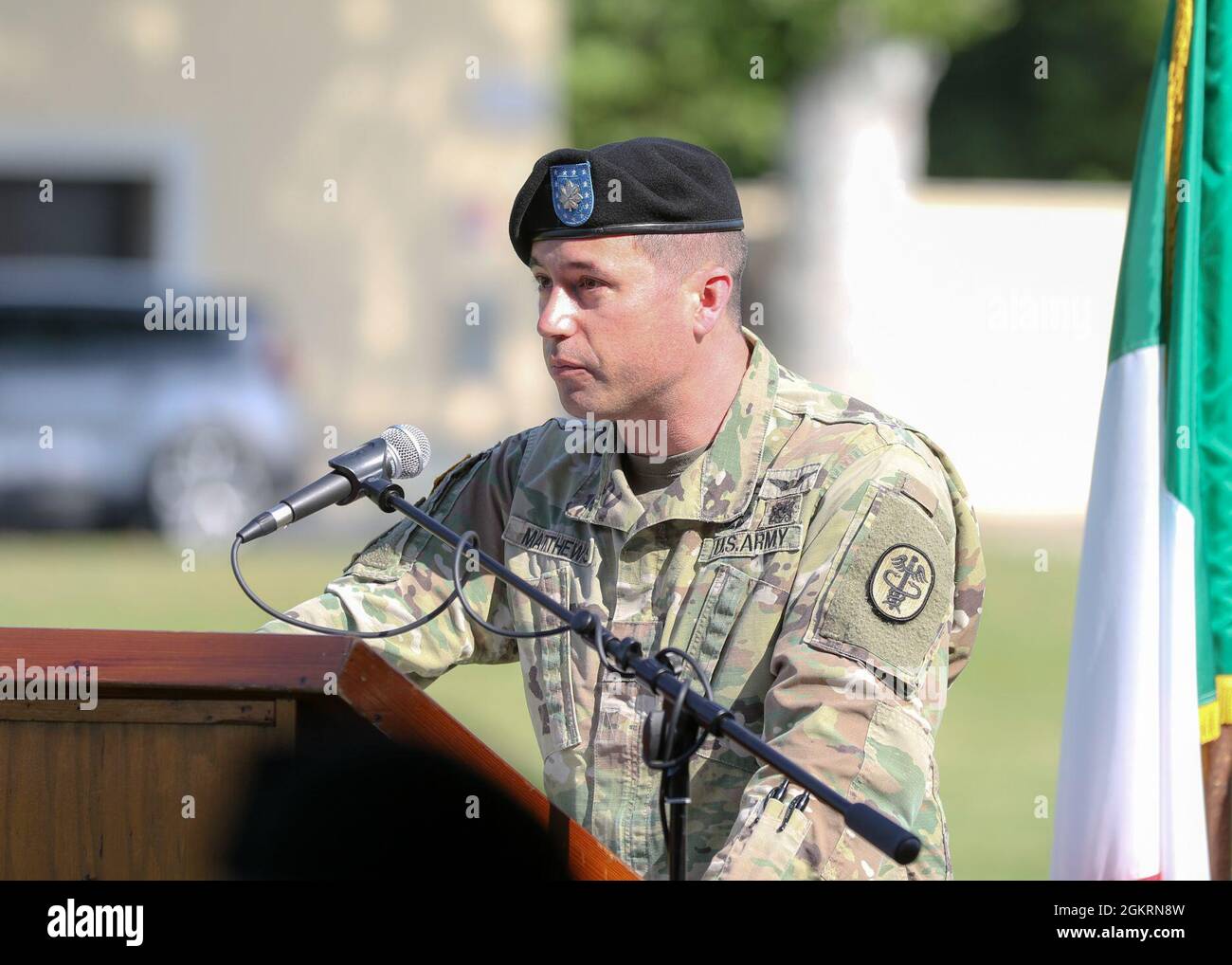 Vicenza, Italy – U.S. Army Lt. Col. Joseph Matthews gives remarks to ...