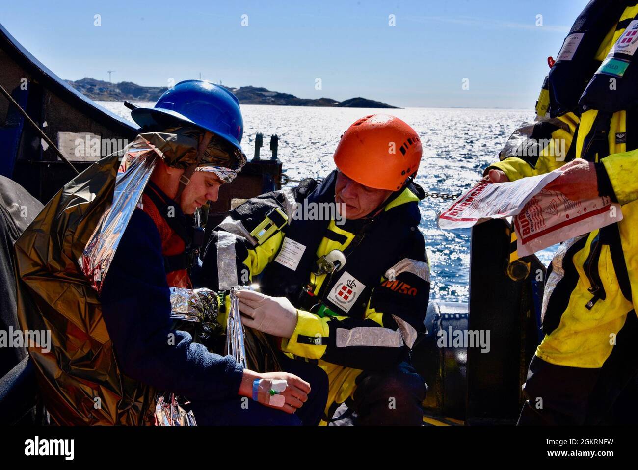 The USCGC Maple (WLB 207) crew participate in a damage control exercise ...