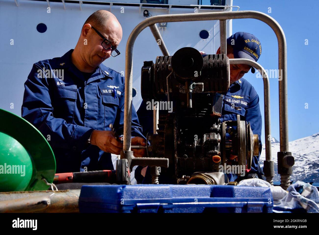 The USCGC Maple (WLB 207) crew participate in a damage control exercise ...