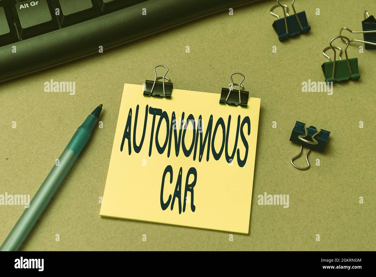 Sign Displaying Autonomous Car Business Idea Vehicle That Can Guide Itself Without Human