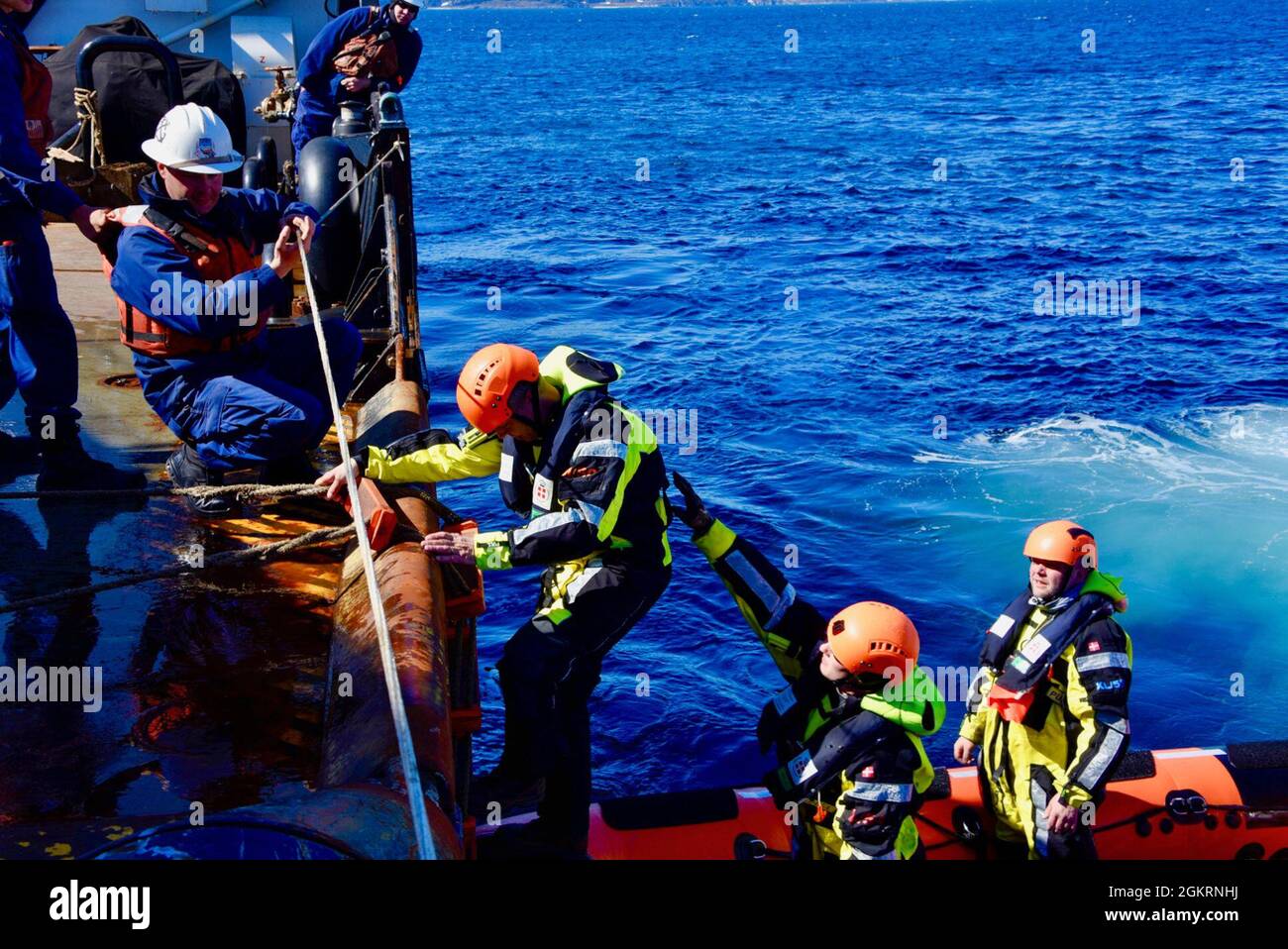 The USCGC Maple (WLB 207) crew participate in a damage control exercise ...