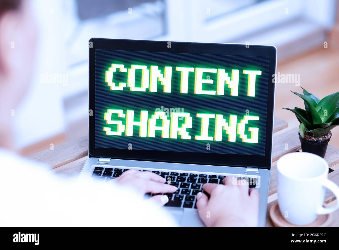 Writing displaying text Content Sharing. Business idea distribution of webpage and blog content ...