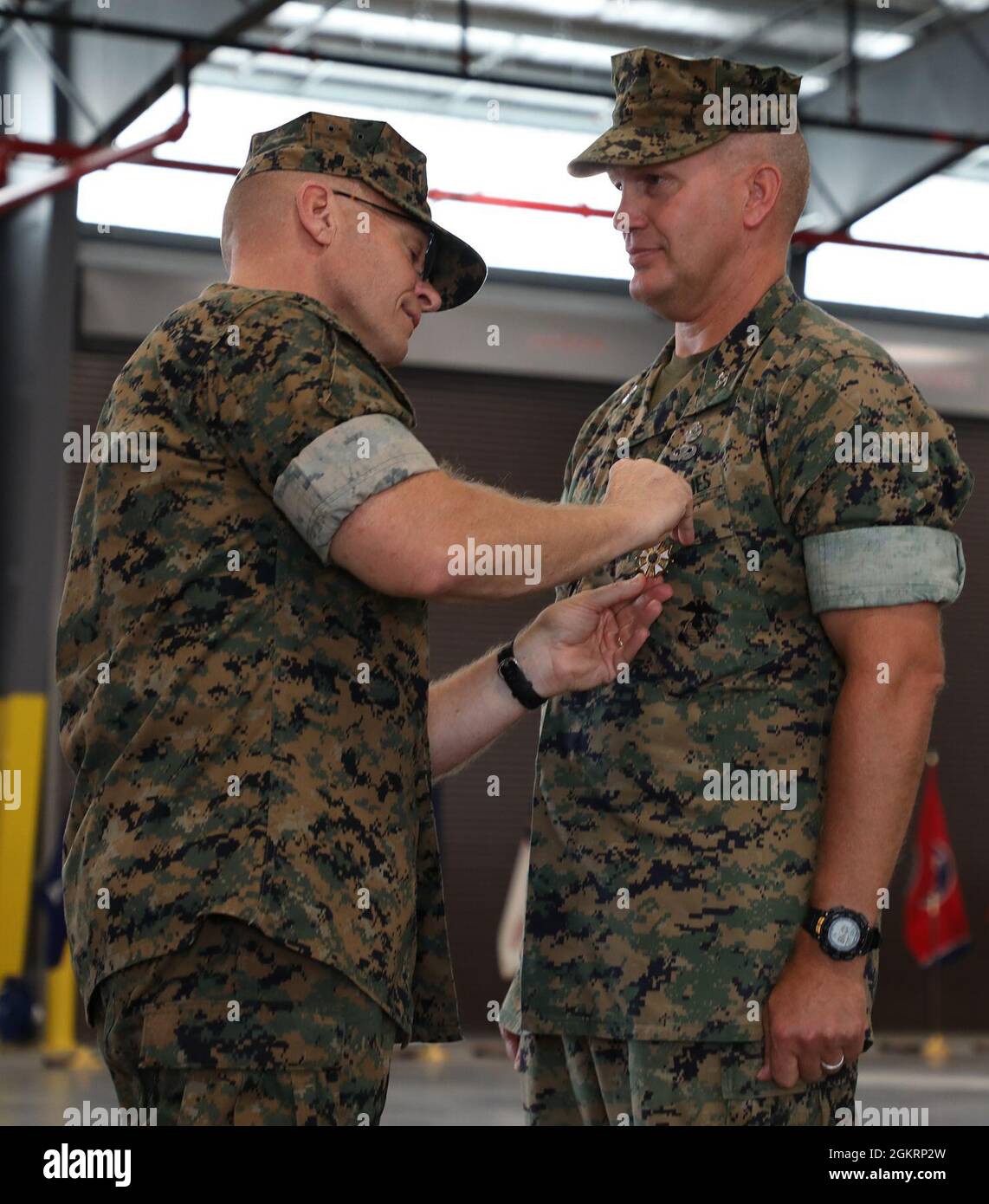 Col. Kipp A. Wahlgren, right, outgoing commanding officer, Marine Force ...