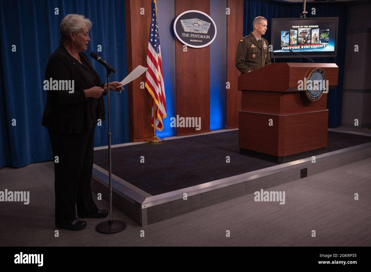 Chief of the National Guard Bureau Gen. Daniel R. Hokanson holds a ...