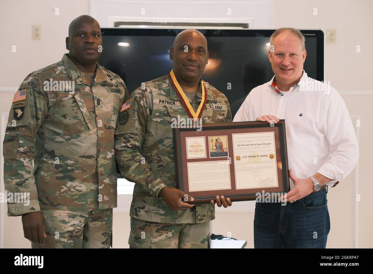 U.S. Army Col. Michael Patrick, commander, 597th Transportation Bde. is ...