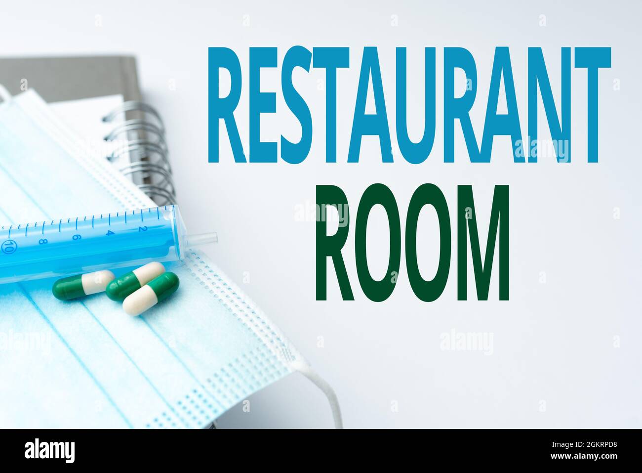Hand writing sign Restaurant Room. Word for showing pay to sit and eat ...