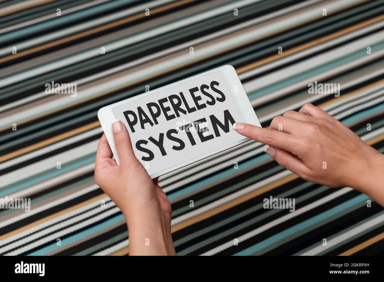 Text showing inspiration Paperless System. Conceptual photo storage or ...