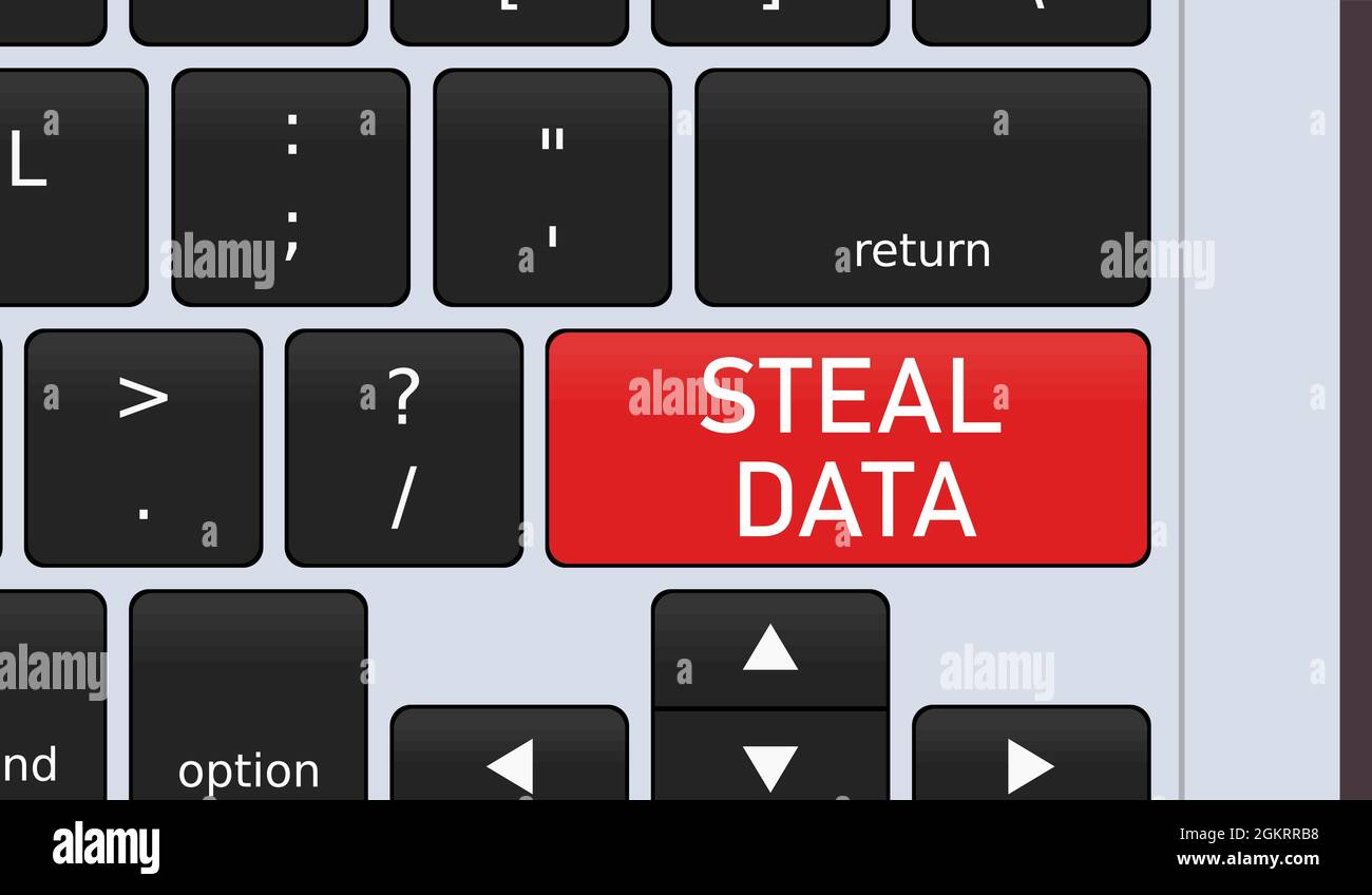 Steal data key on laptop keyboard. Concept vector illustration Stock ...