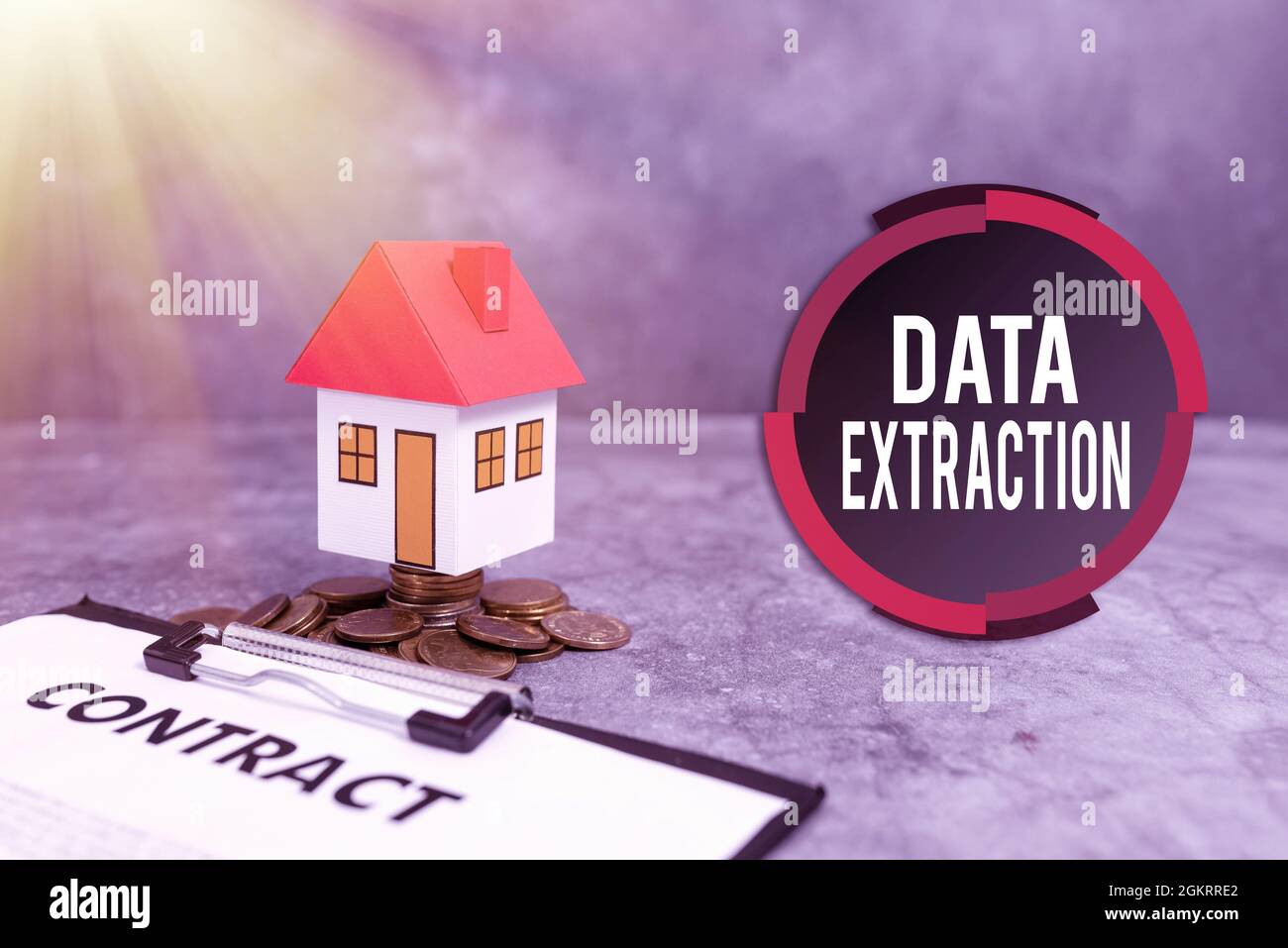 Sign Displaying Data Extraction Word Written On Act Or Process Of Retrieving Data Out Of Data