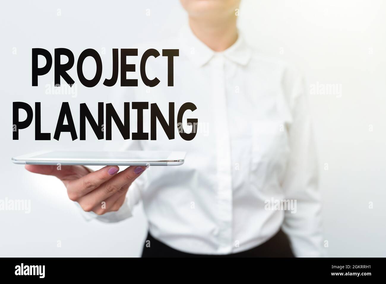Text caption presenting Project Planning. Business showcase plan and ...