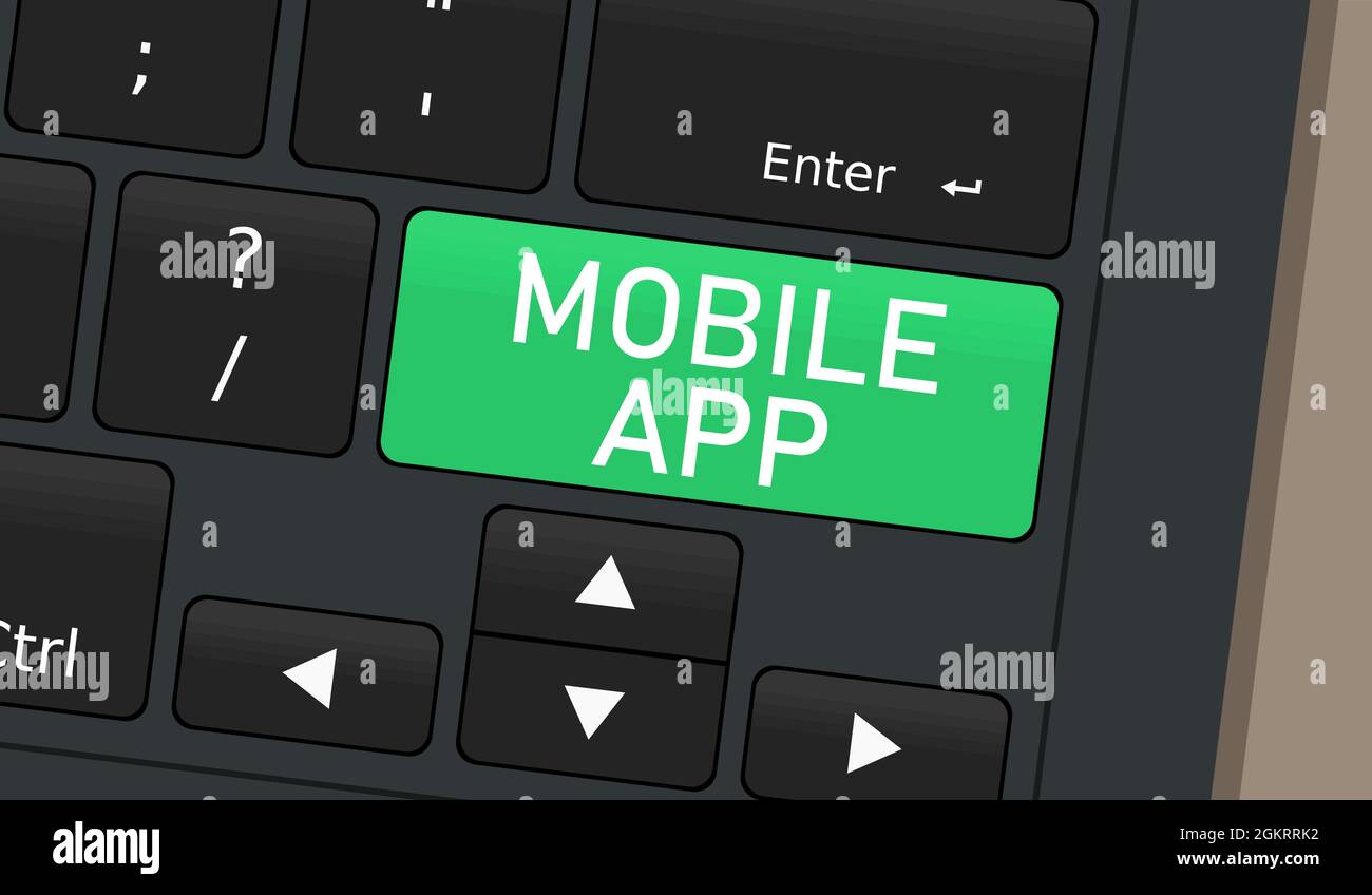 Mobile app key on laptop keyboard. Concept vector illustration Stock ...