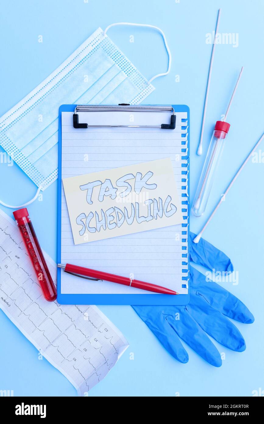 Handwriting text Task Scheduling. Concept meaning The assignment of start and end times to a set ...