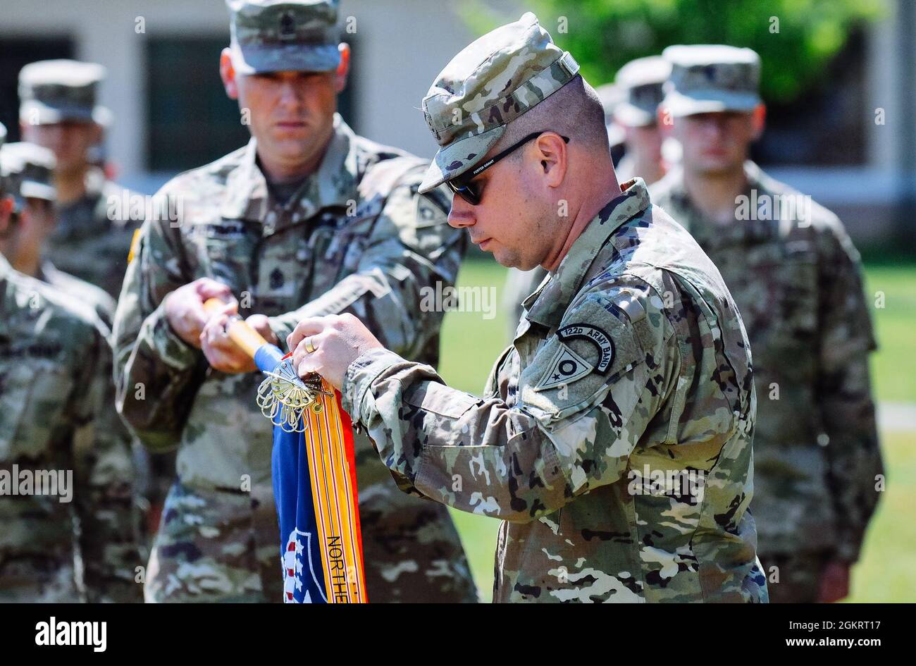 Chief Warrant Officer 2 Joseph Lewis, commander of the 122nd Army Band ...