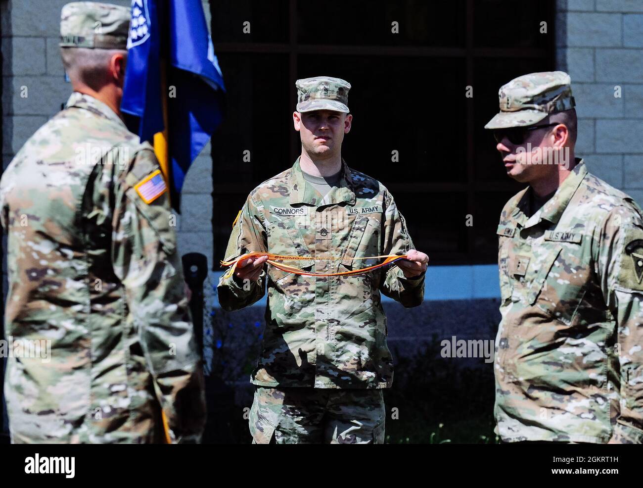 The command team of the 122nd Army Band prepares to add campaign ...