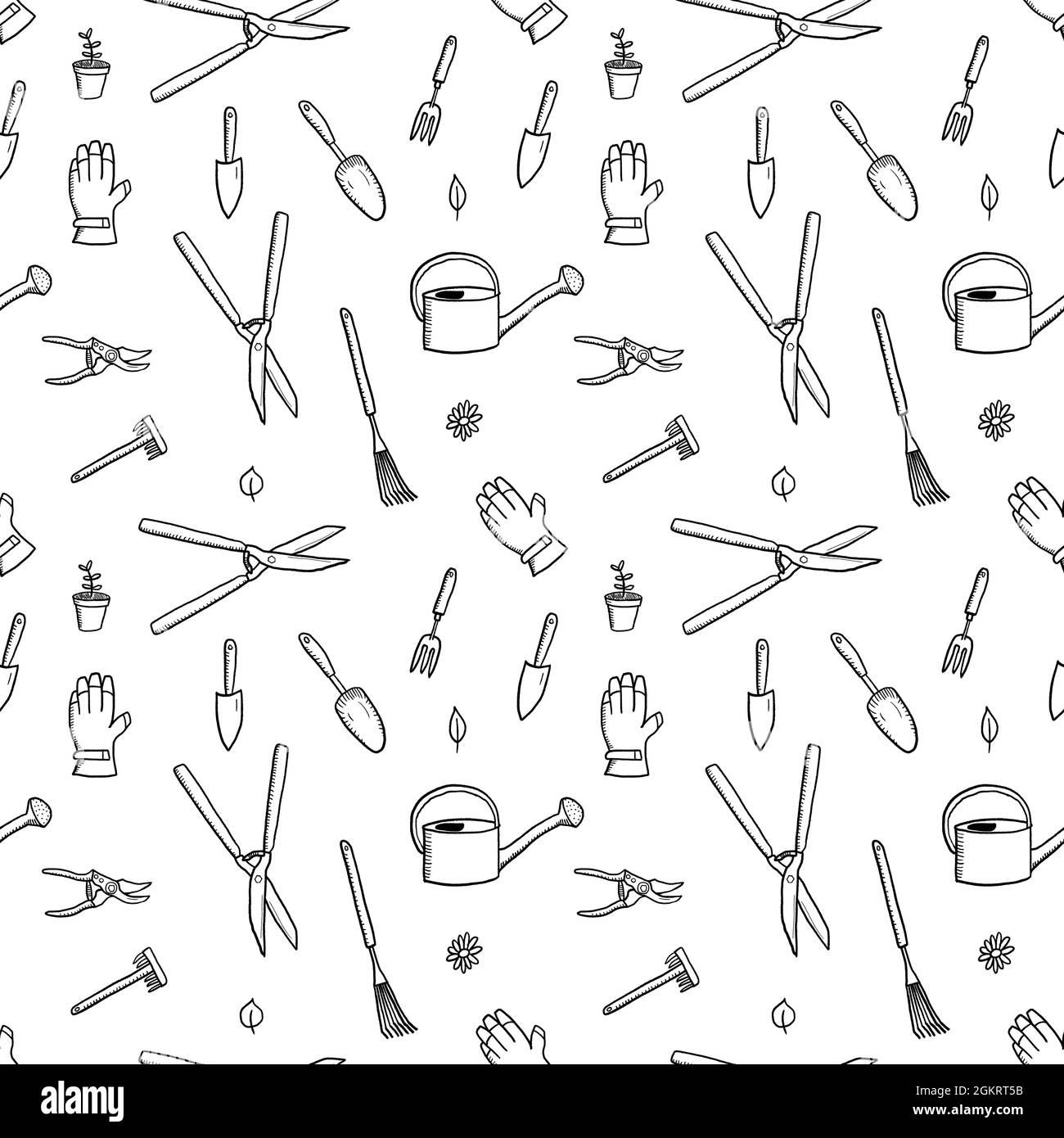 Gardening seamless pattern. Garden tools vector background. Seamless ...