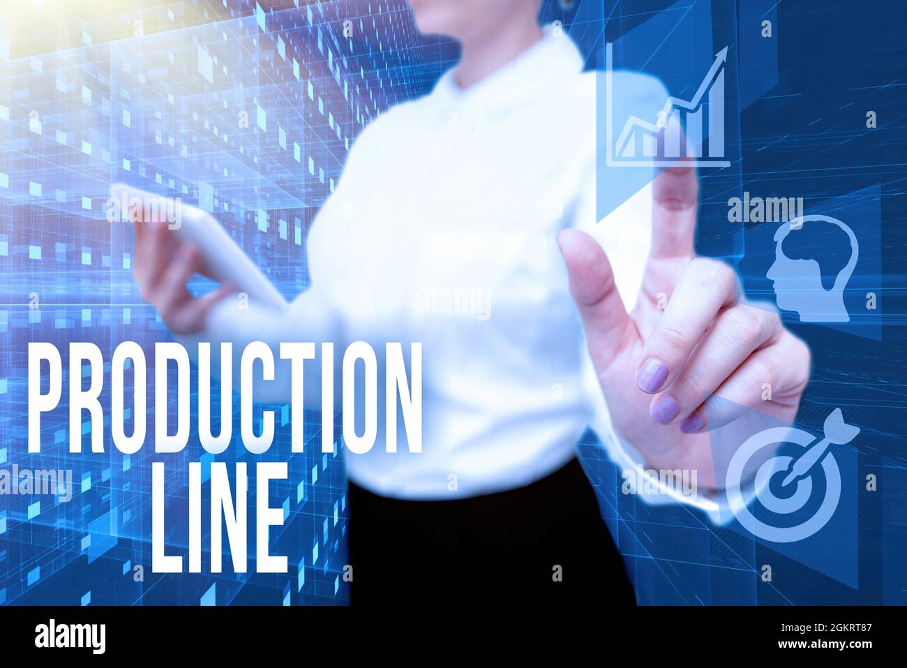 Sign displaying Production Line. Concept meaning set of sequential ...