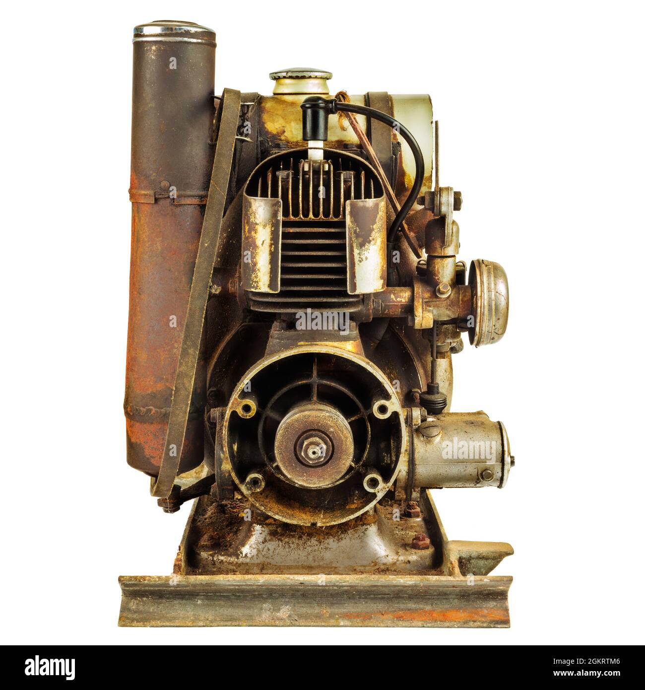 Old rusty motor engine isolated on a white background Stock Photo - Alamy