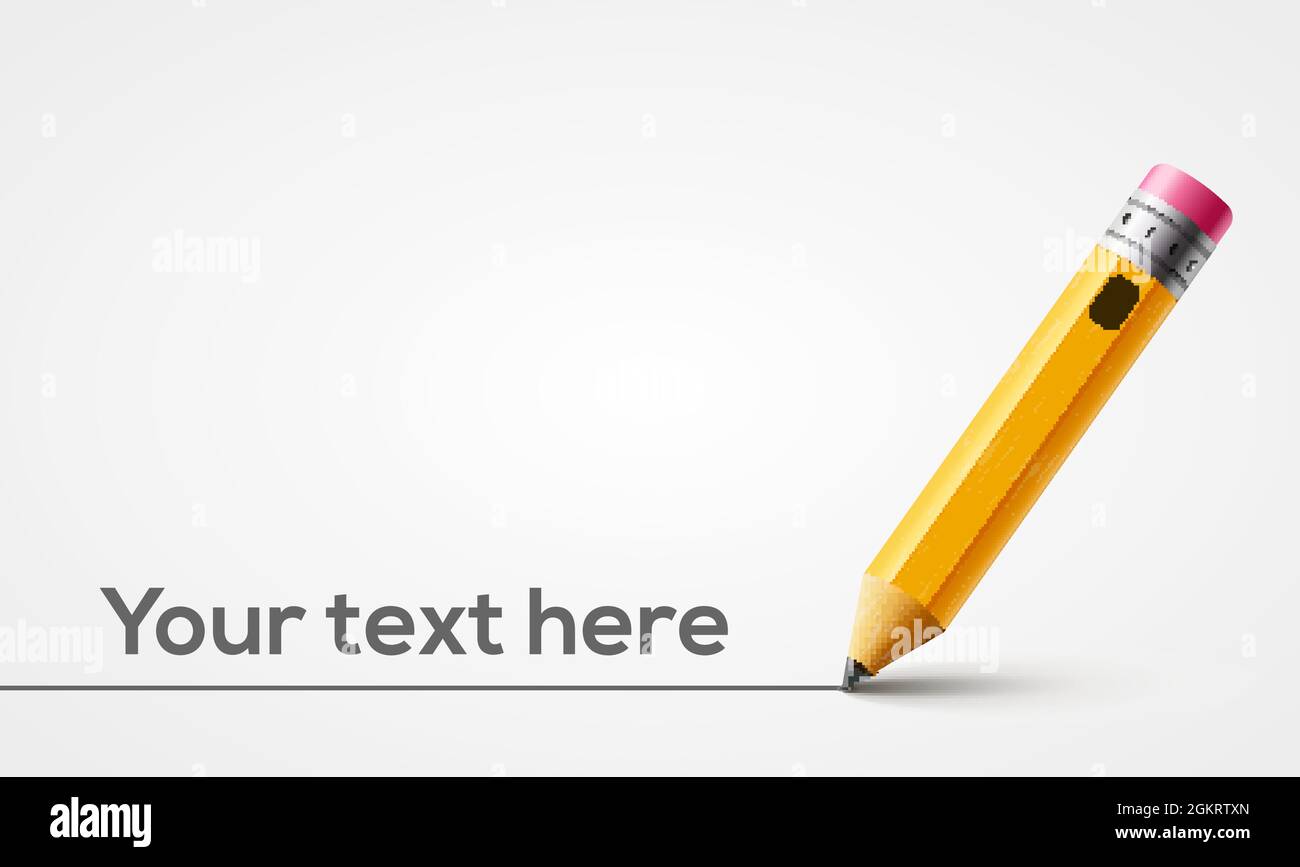 Vector short yellow pencil, Realistic pencil isolated cartoon with ...