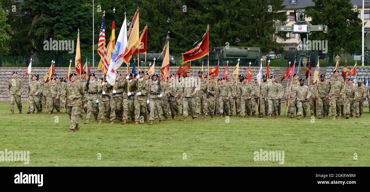 U.S. Army officers and colors with the 16th Sustainment Brigade execute ...