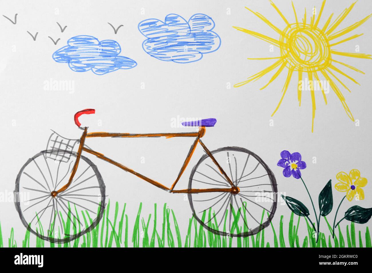 Child's drawing of bicycle Stock Photo - Alamy