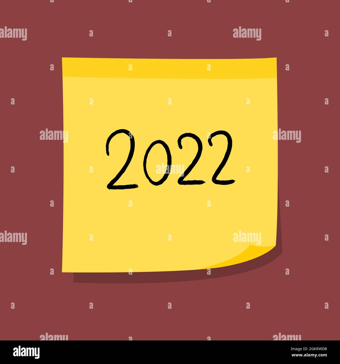 2022 New Year. Yellow sticky note message. Paper sign Stock Vector ...