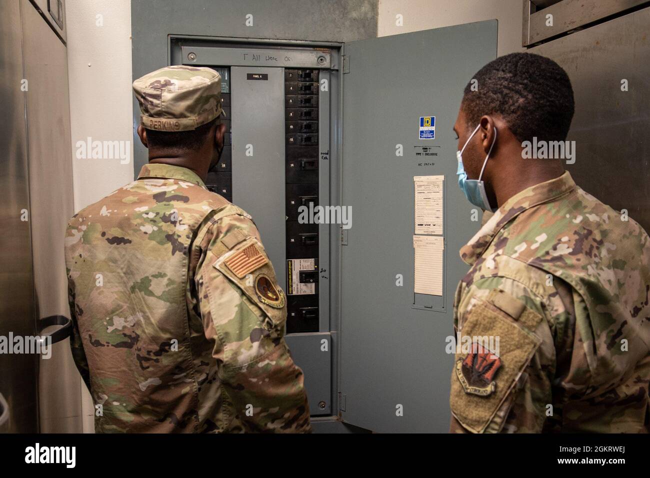 Airman Rahjier Scott, right, 4th Civil Engineer Squadron electrical ...