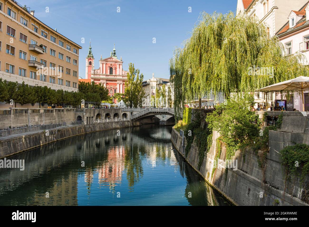 View of the city centre of Ljubljana capital of Slovenia. Credit: Euan ...