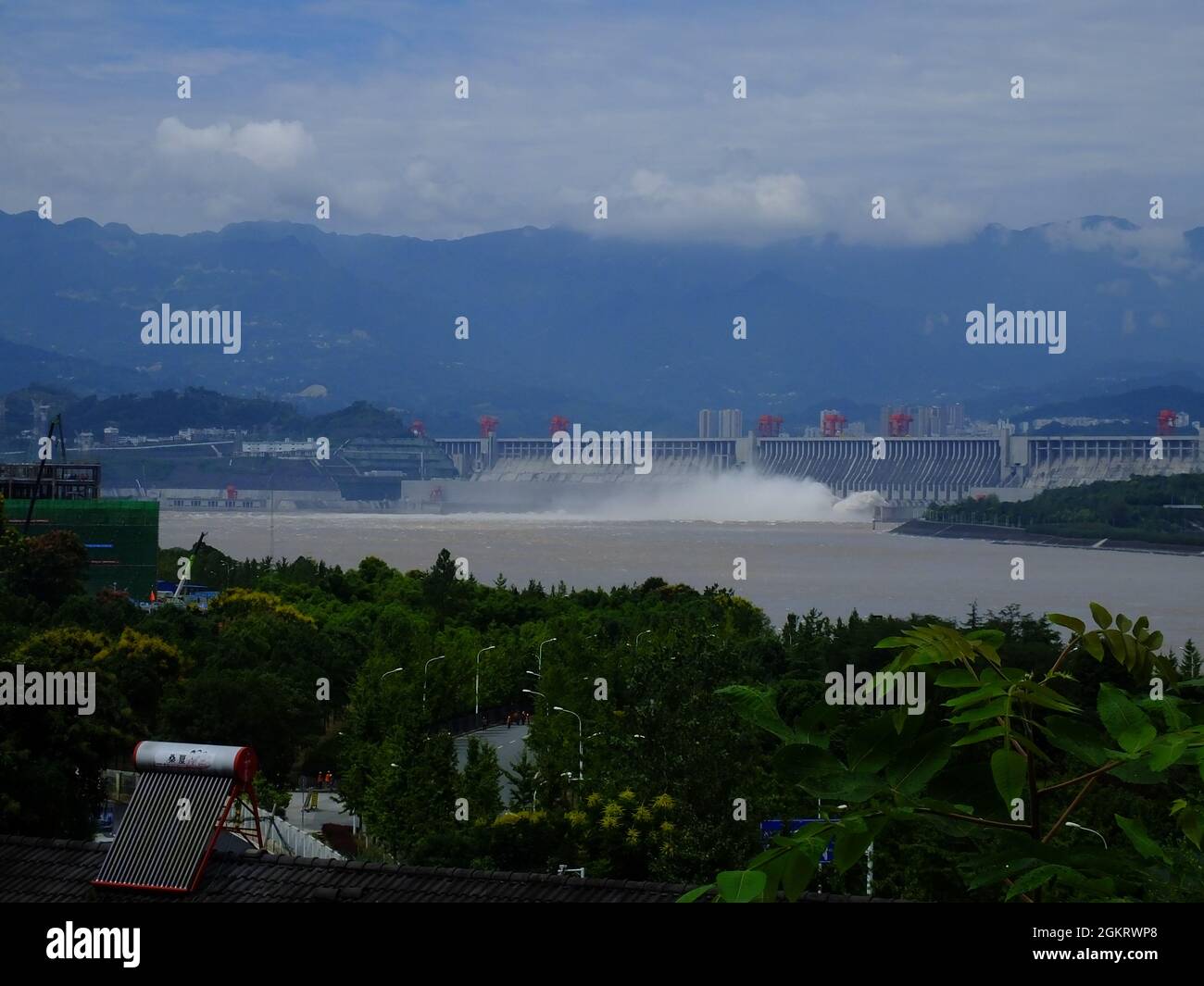 View of the Three Gorges Dam releasing flood in Yichang city, south ...