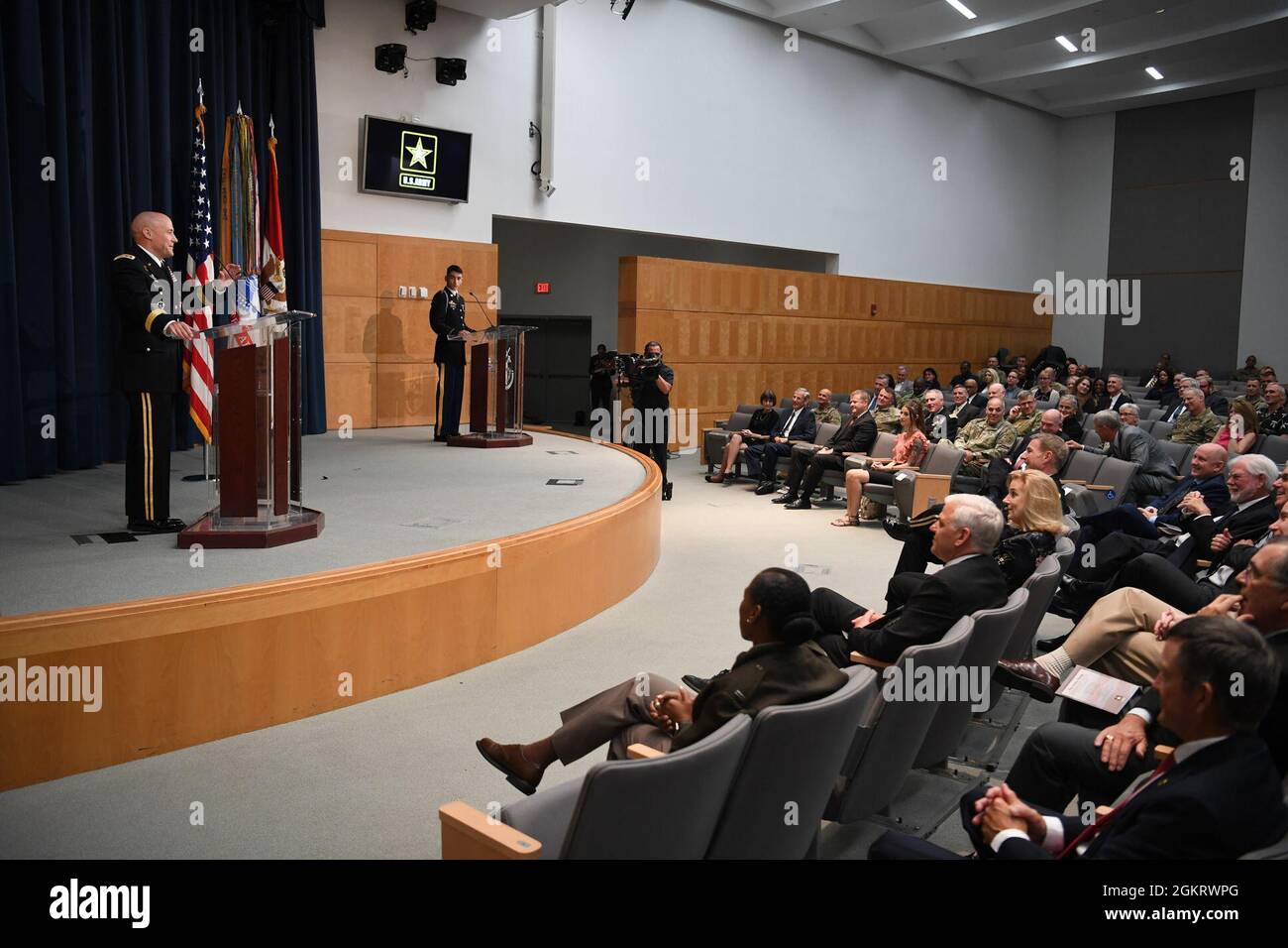 U.S. Army Lt. Gen. Thomas A. Horlander gives a speach during his ...