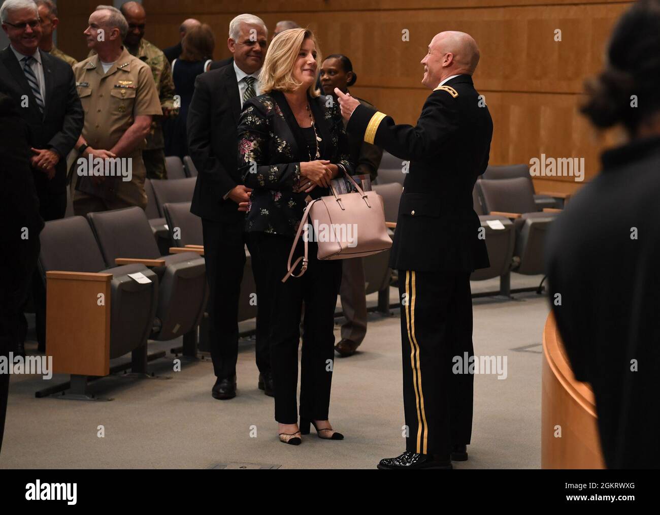 Secretary of the Army Christine Wormuth speaks with U.S. Army Lt. Gen ...
