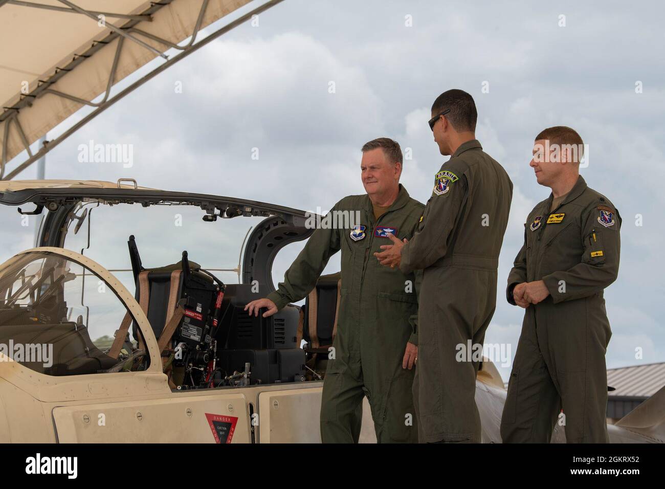 U.S. Air Force Lt. Gen Brad Webb, left, commander of Air Education and ...