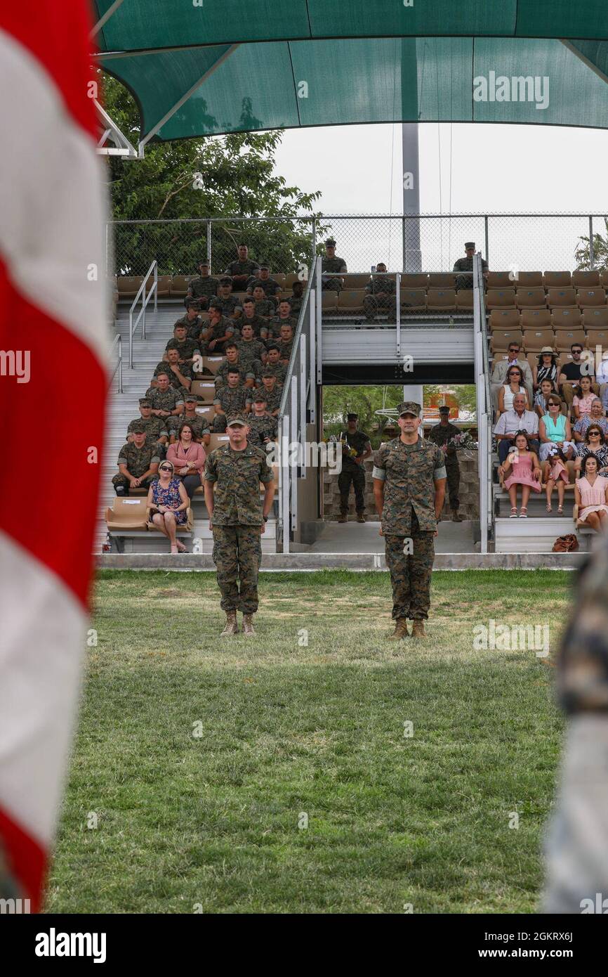 U.S. Marine Corps Lt. Col. Richard S. Barclay (left), the outgoing ...