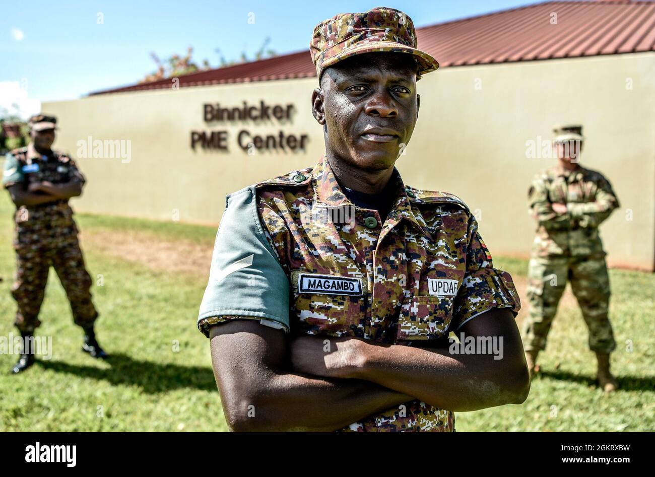 Ugandan Air Force Sgt. Magambo Charles stands in front of the Chief ...