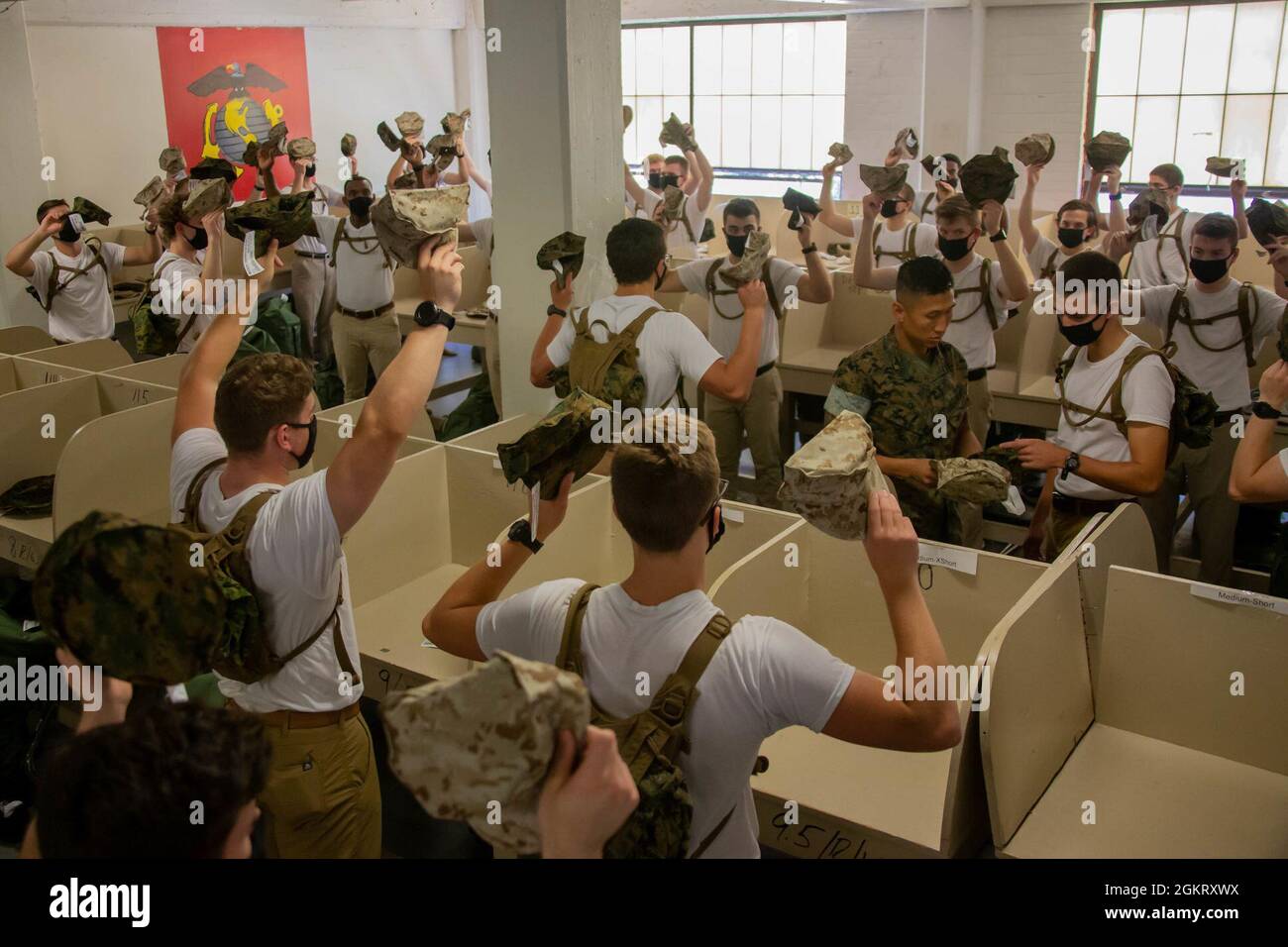 U.S. Marine Corps officer candidates from Delta Company, are issued ...