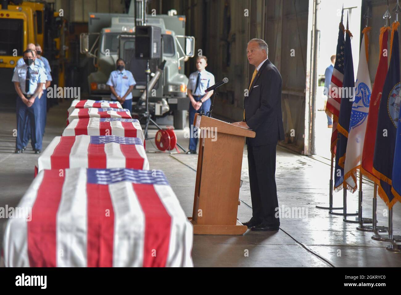 Greg Slavonic, the former Acting Undersecretary of the Navy, speaks at ...