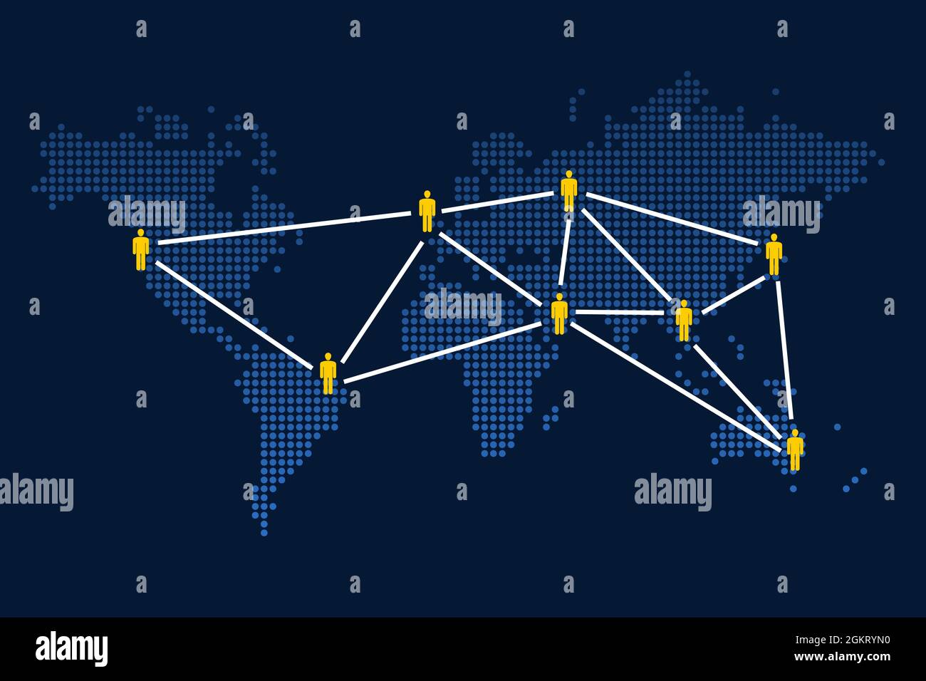 World map connections. People network on dotted world map vector ...