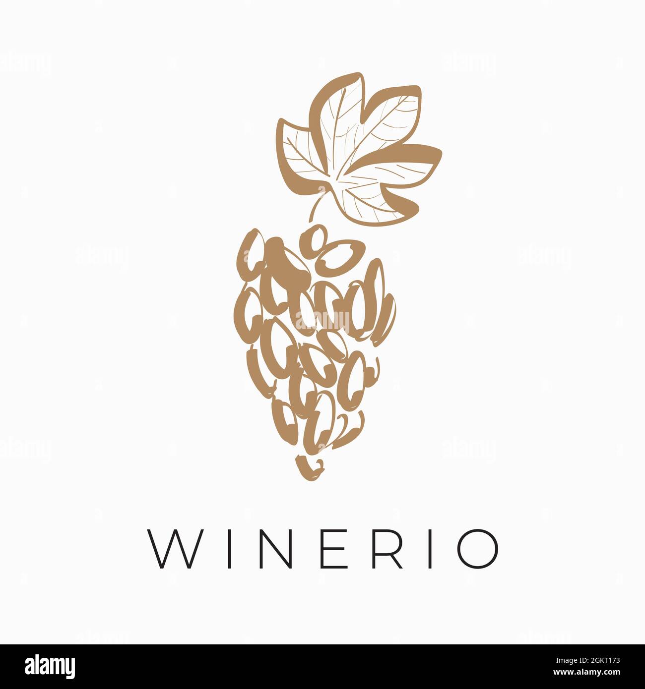 Abstract sketch logo with the grape cluster for wine cellar, vineyard ...