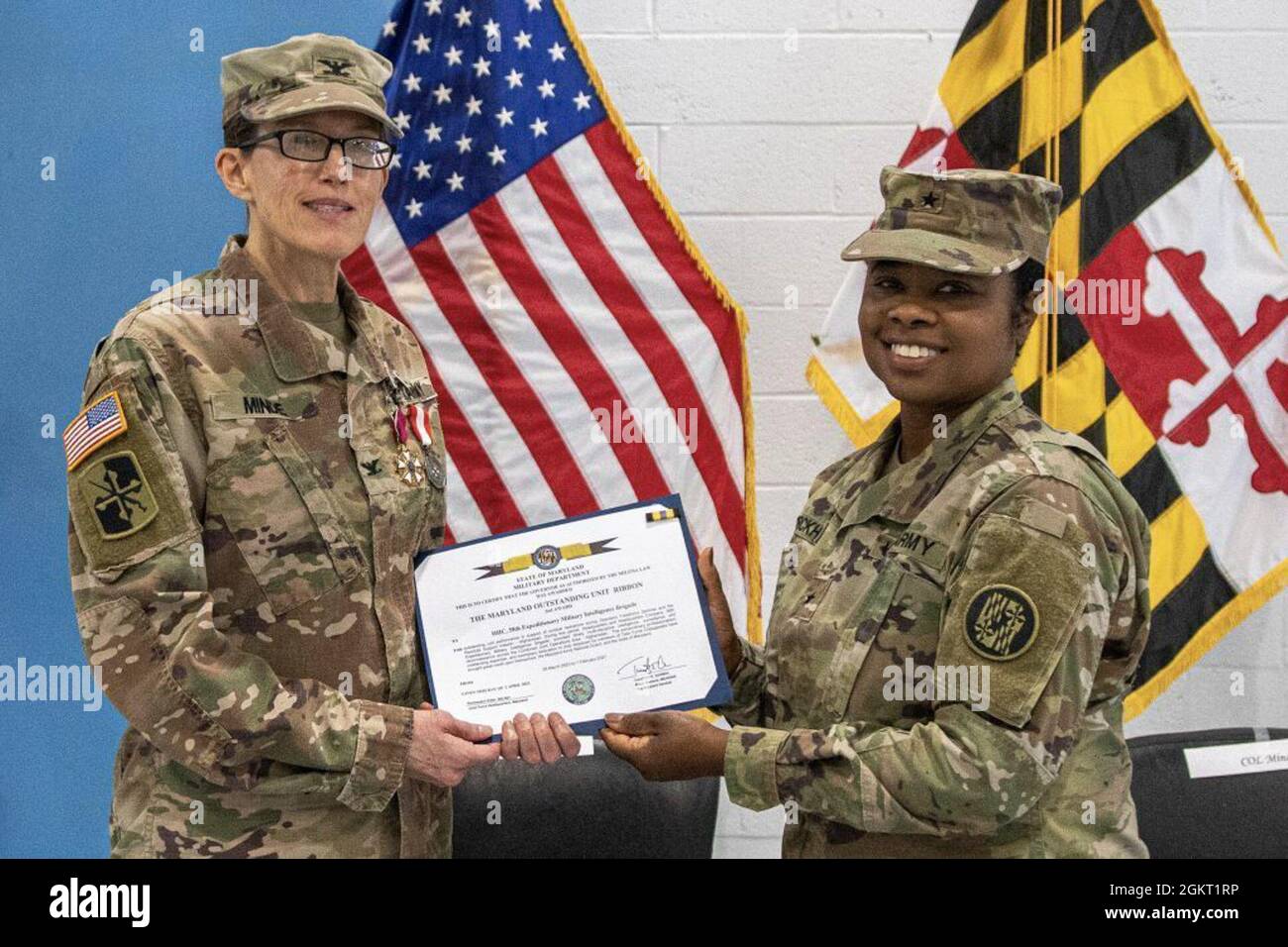 U.S. Army Col. Julie Minde, outgoing commander of the Maryland Army ...